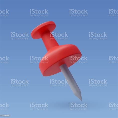 Ilustración De 3d Vector Red Push Pin Arreglando La Tarea De Memo Para La Oficina Y Más Vectores