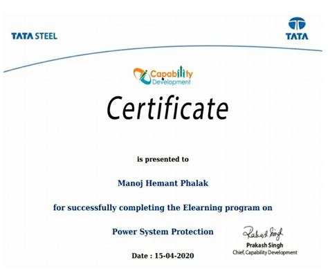 Manoj Phalak On Linkedin Successfully Completed E Learning Program On Power System Protection…
