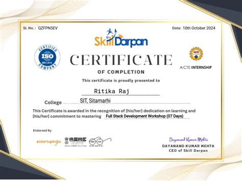 Ritika Raj On Linkedin Fullstackdevelopment Webdevelopment Skilldarpan Continuouslearning