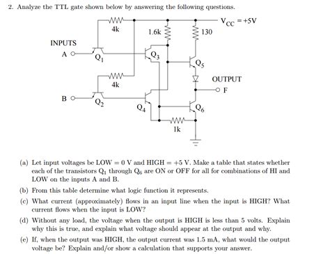 Solved Analyze The TTL Gate Shown Below By Answering The Chegg Com