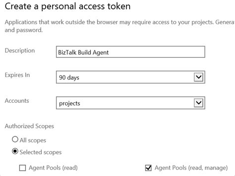 Step 2 Create Vsts Token And Install Agent Biztalk Server