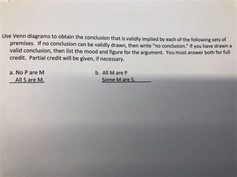 solved use venn diagrams to obtain the conclusion that is