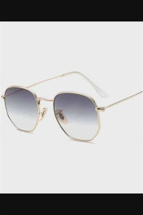 34 34 Men Gradient Clear Lens Metal Frame Black Red Small Sun Glasses