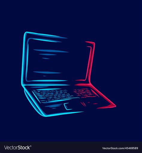 Laptop Electronic Portable Computer Notebook Line Vector Image