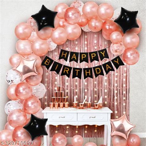 Sulago Rose Gold Birthday Decoration Kit Set Of 69 Pcs Happy Birthday