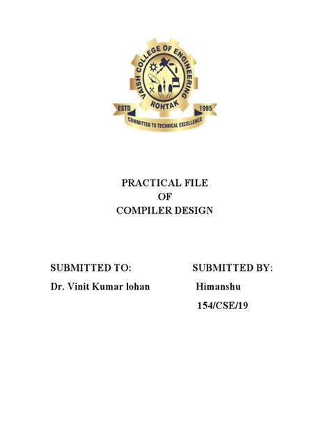 Comprehensive Compiler Design A Practical File Documenting Lexical