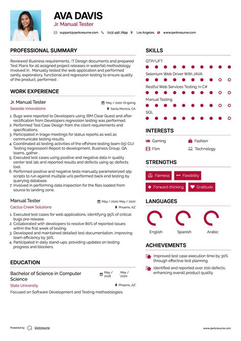 Manual Testing Resume Format
