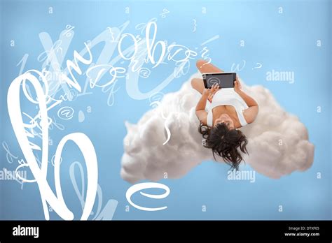 Relaxed Girl Connecting To Cloud Computing Stock Photo Alamy