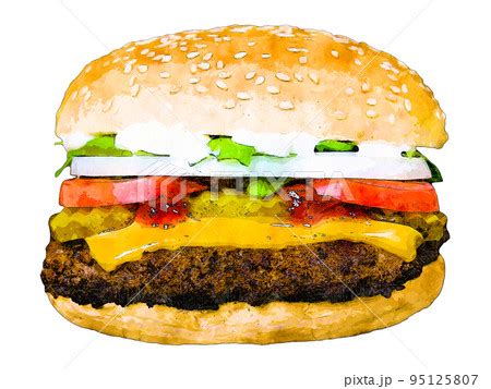 ハンバーガーのリアルなイラスト素材のイラスト素材 95125807 PIXTA