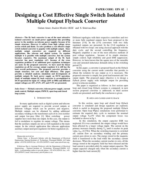 Pdf Designing A Cost Effective Single Switch Isolated Multiple Output