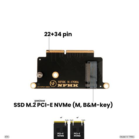 Адаптер переходник для установки Ssd M 2 2230 2242 Pci E Nvme M Bandm Key в разъем 22 34 Pin