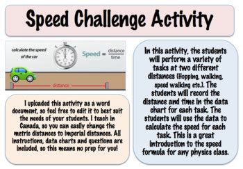 Speed Formula Physics Activity Editable By Miss Epic S Science Spot