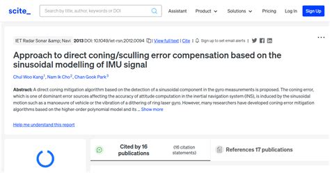 Approach To Direct Coning Sculling Error Compensation Based On The Sinusoidal Modelling Of Imu