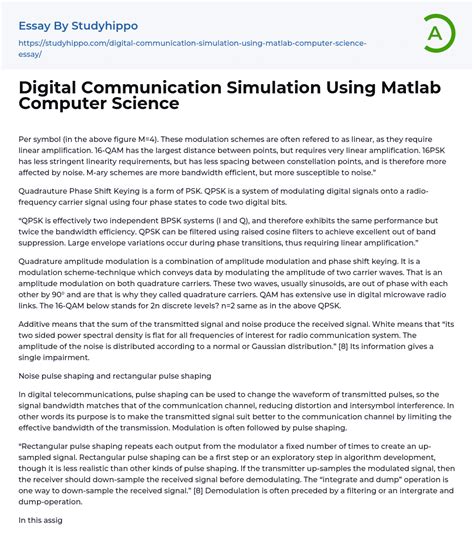 Digital Communication Simulation Using Matlab Computer Science Essay Example StudyHippo