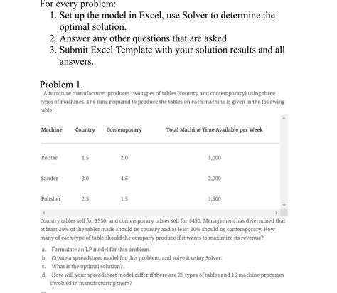 Solved For Every Problem Set Up The Model In Excel Use Chegg Com