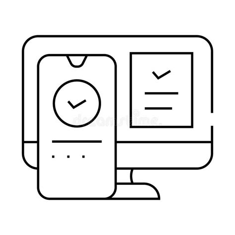Two Step Authentication Line Icon Vector Illustration Stock Illustration Illustration Of