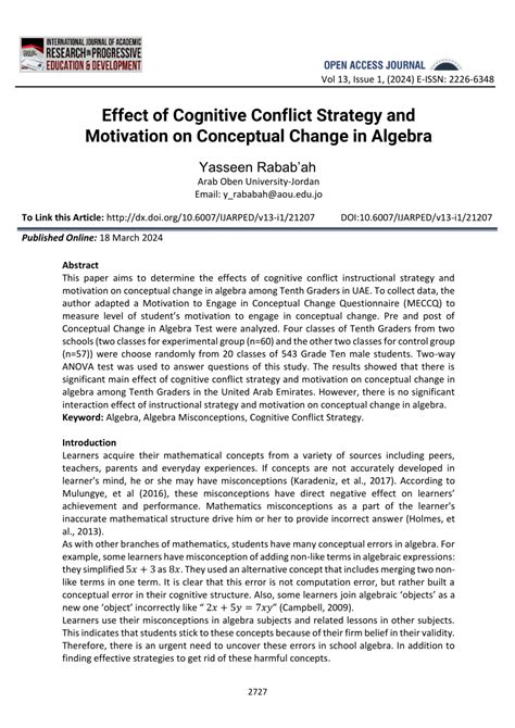 Pdf Effect Of Cognitive Conflict Strategy And Motivation On