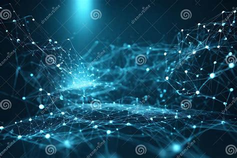 Abstract Wave With Moving Dots And Lines Representing Digital Transformation In The Next