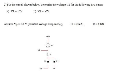Solved For The Circuit Shown Below Determine The Voltage V2