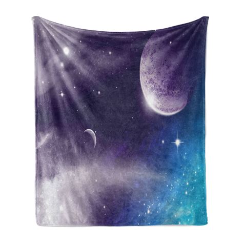 Ambesonne Space Fleece Throw Blanket Starry Night Sky Scenery Blue