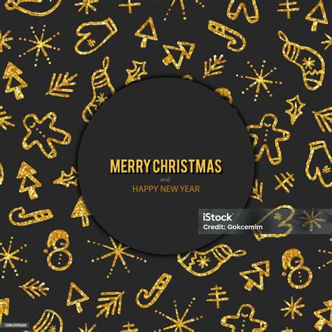 금색 손으로 그린 소나무 잎 쿠키 눈사람 장갑 사탕과 눈송이 크리스마스 인사말 카드 크리스마스와 새해 인사말 카드 배경 템플릿