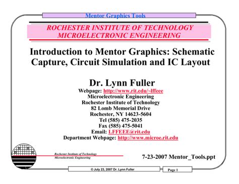 Introduction To Mentor Graphics Schematic Capture Circuit