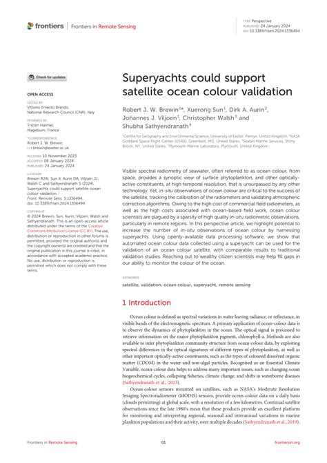 Pdf Superyachts Could Support Satellite Ocean Colour Validation