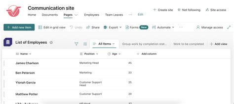 how to customize the table design element shortpoint support