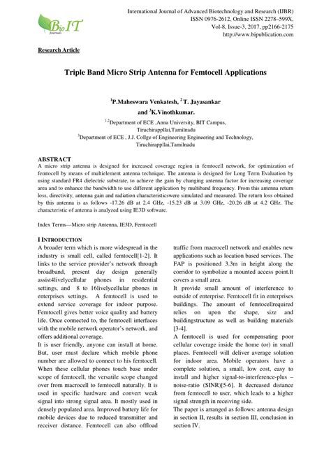 Pdf Triple Band Micro Strip Antenna For Femtocell Applications