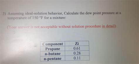 Solved 3 Assuming Ideal Solution Behavior Calculate The