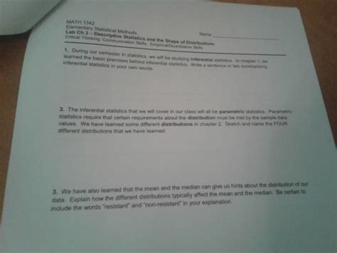 solved math 1342 elementary statistical methods lab