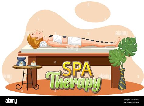 Woman Getting Hot Stone Massage Illustration Stock Vector Image And Art
