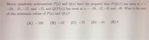 solved monic quadratic polynomials p x and q x have the