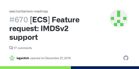 [ecs] feature request imdsv2 support · issue 670 · aws containers