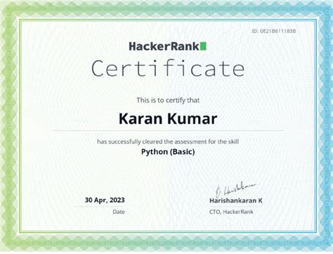 Hackerrank Pythonbasic Certificate Pdf