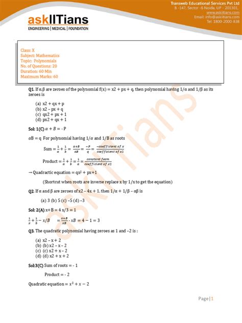 Math Polynomials Pdf Zero Of A Function Factorization