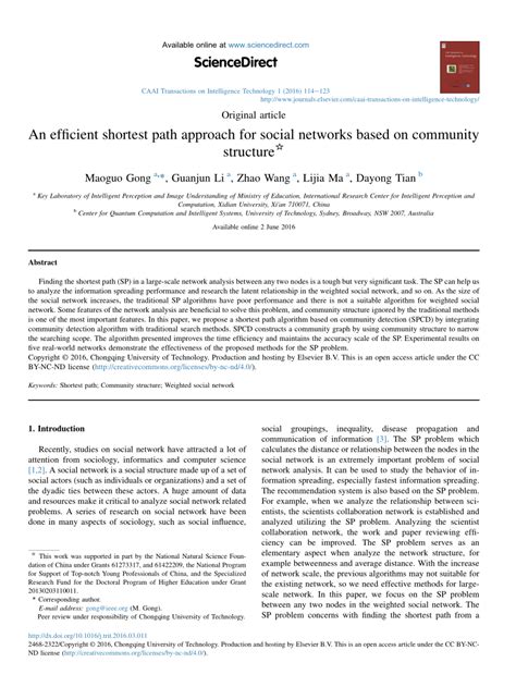 Pdf An Efficient Shortest Path Approach For Social Networks Based On
