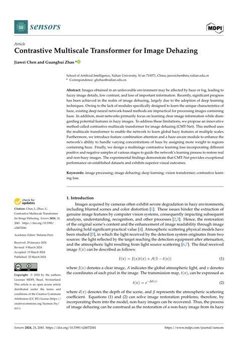 Pdf Contrastive Multiscale Transformer For Image Dehazing