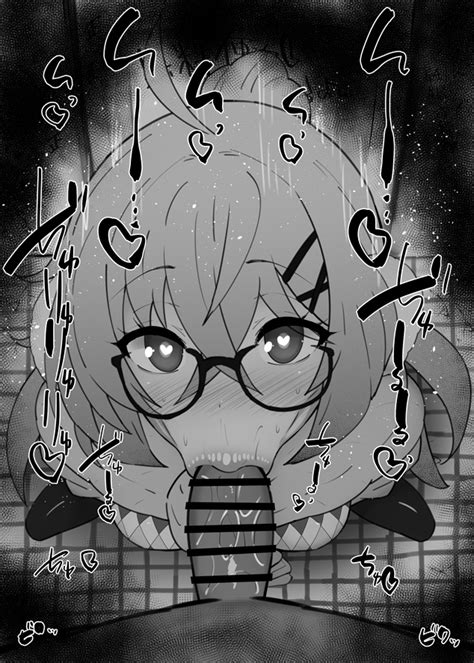 Rule 34 1boy 1girls Ahoge Big Penis Black And White Blowjob Blue