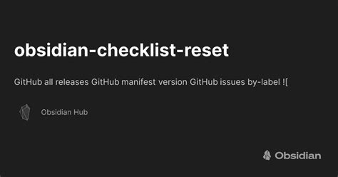 obsidian checklist reset obsidian hub obsidian publish