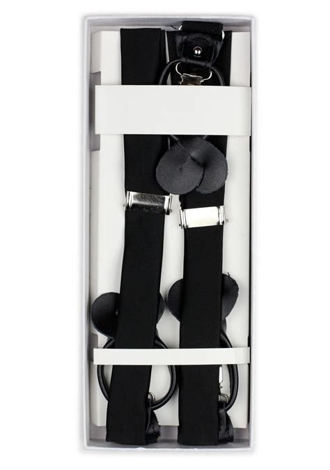 Elegant Dress Suspenders In Satin Black Bows N
