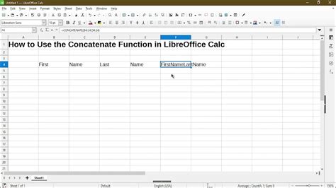 How To Concatenate Cells In Libreoffice Calc Youtube