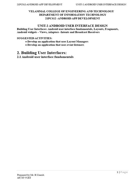 Unit 2 Android User Interface Design Pdf
