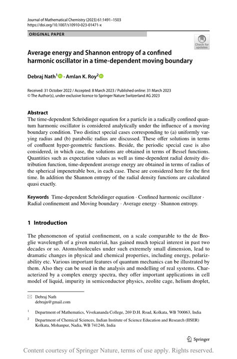 Average Energy And Shannon Entropy Of A Confined Harmonic Oscillator In