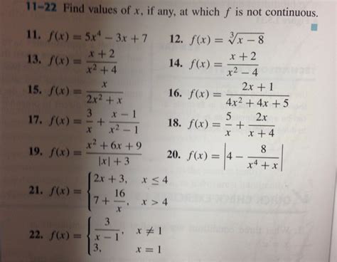 solved find values of x if any at which f is not