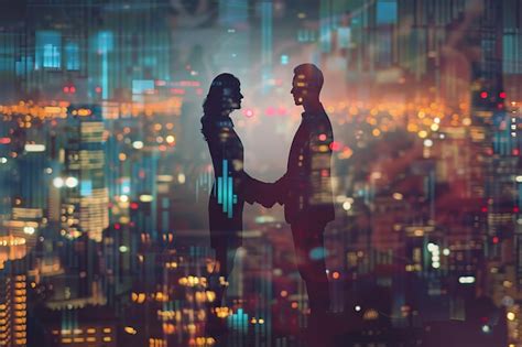 Premium Photo Business Professionals Shaking Hands In City With Graph