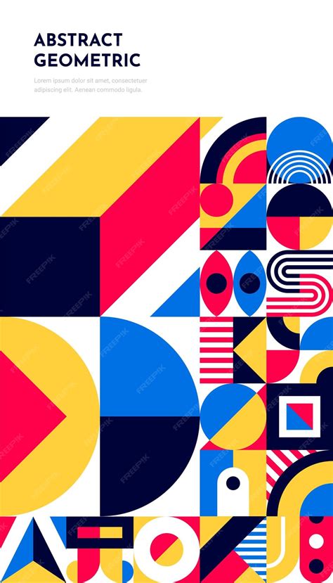 바우하우스 패턴 을 가진 추상적 인 템플릿 포스터 프리미엄 벡터