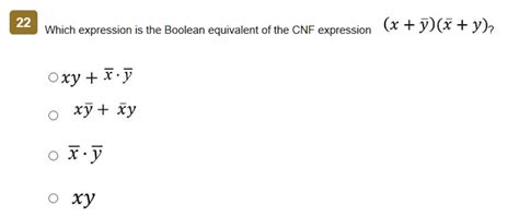 solved which expression is the boolean equivalent of the cnf