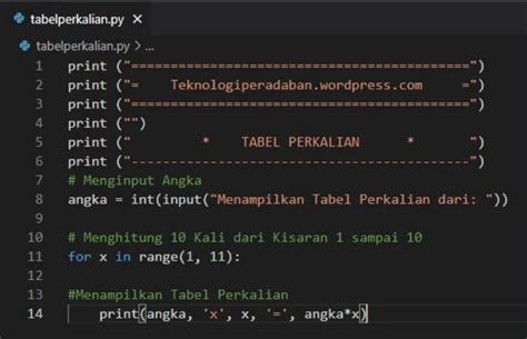 Kuprakapra Program Python Tabel Perkalian
