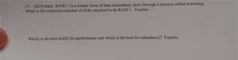 Solved Points RAID Is A Simple Form Of Data Chegg